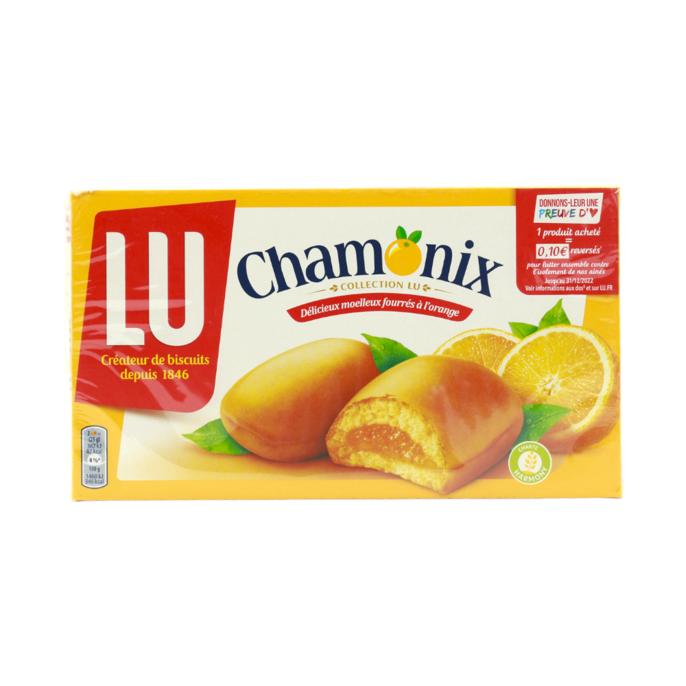 Moelleux fourrés à l'orange Chamonix Lu - Livraison Épicerie Francaise